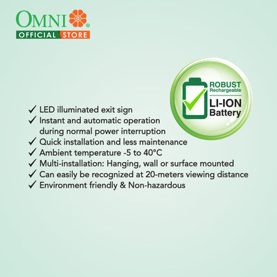 OMNI LED Exit Sign - LED/X-301 – Omni Philippines Online Store
