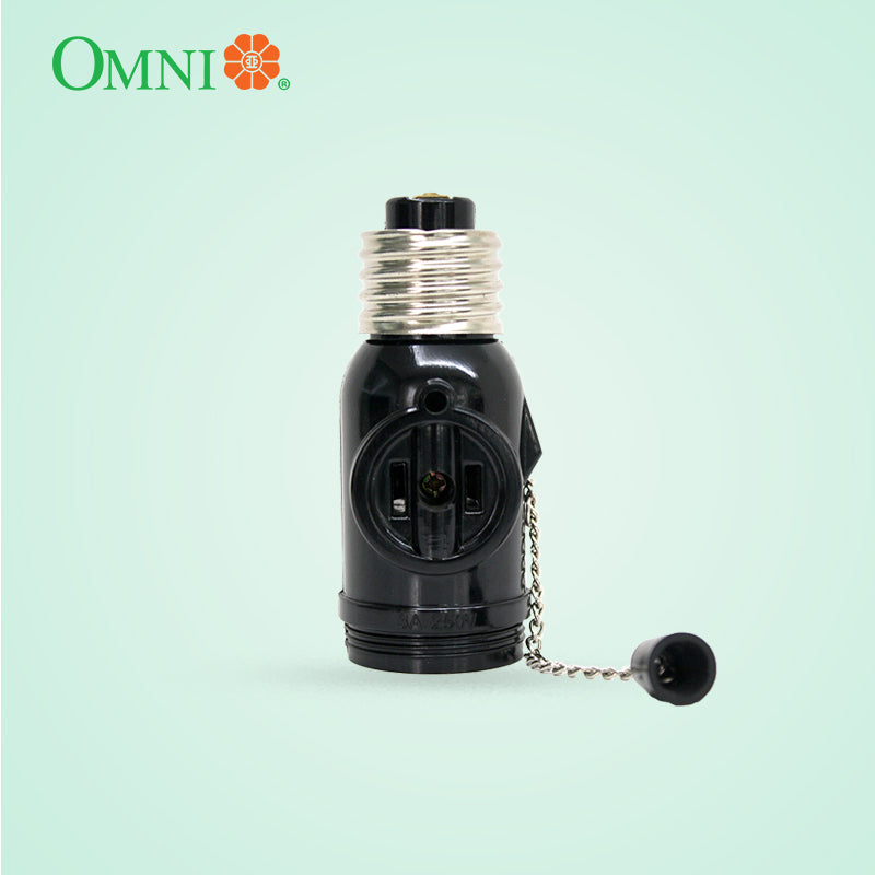 Chain Pull Socket with 2-Flat Pin Outlets 3A 250V - E27-712 – Omni ...