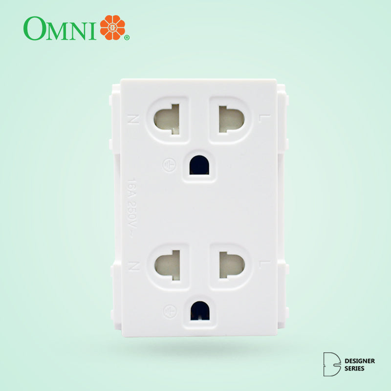 Duplex Universal Outlet with Ground & Shutter 16A in Ivory (Designer s ...