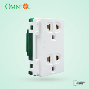 Duplex Universal Outlet with Ground & Shutter 16A in Ivory (Designer s ...