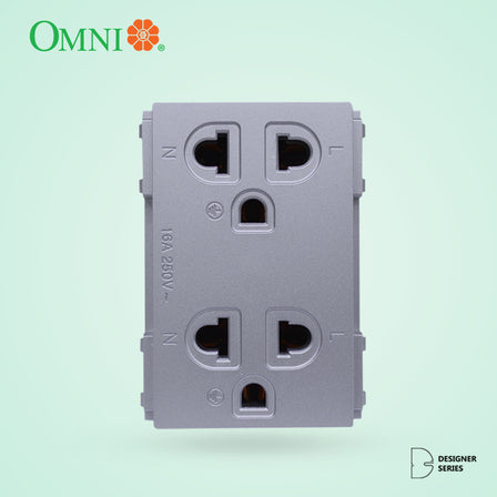 Duplex Universal Outlet with Ground 16A in Titanium (Designer series ...