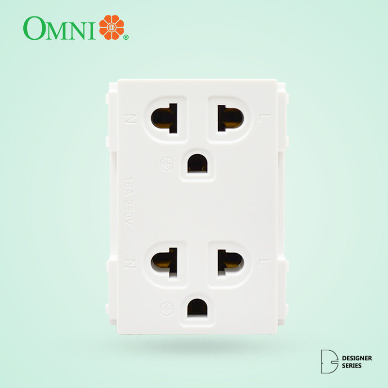Duplex Universal Outlet with Ground 16A in Ivory (Designer series) - D ...